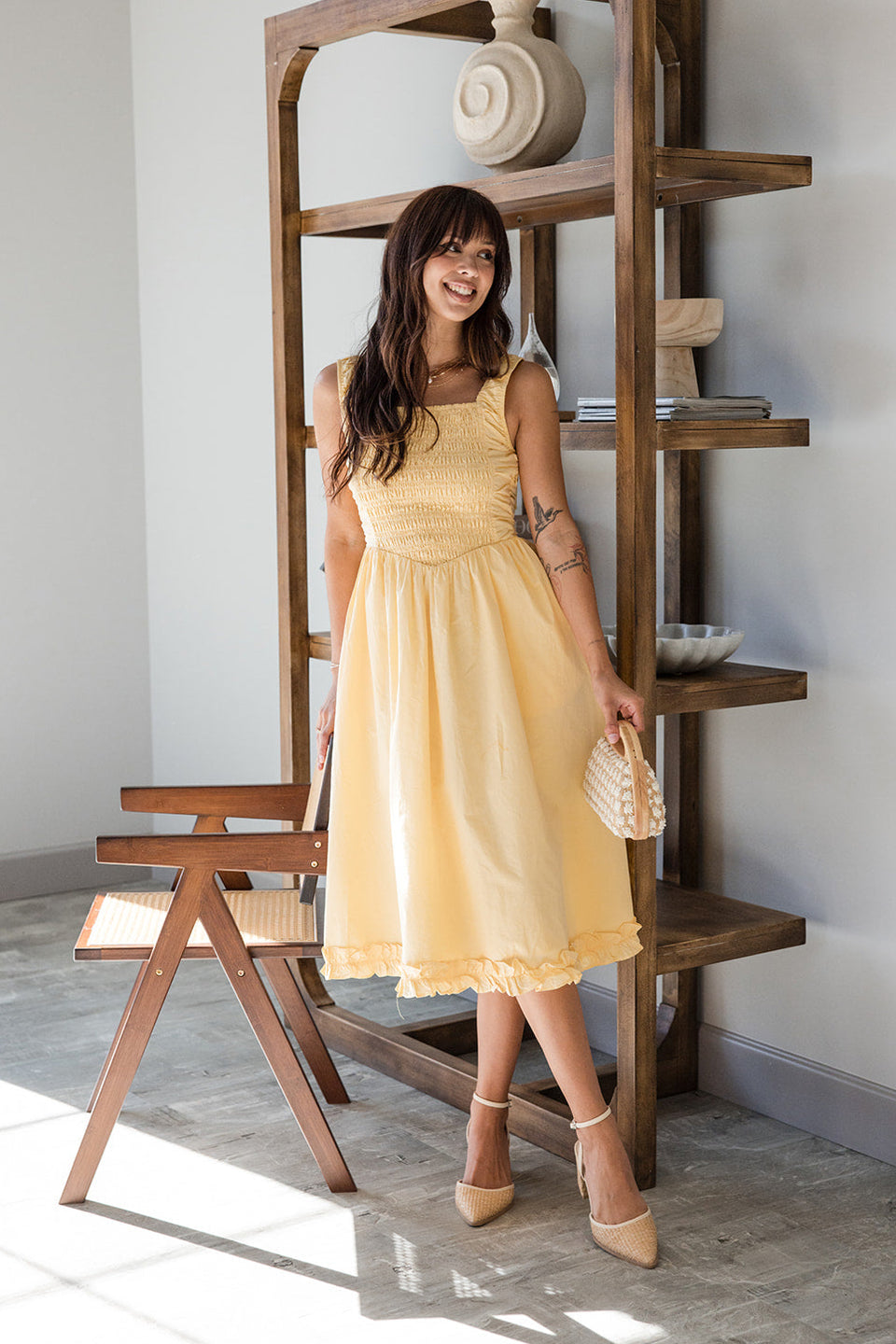 Willow Butter Yellow Midi Dress - Lizard Thicket