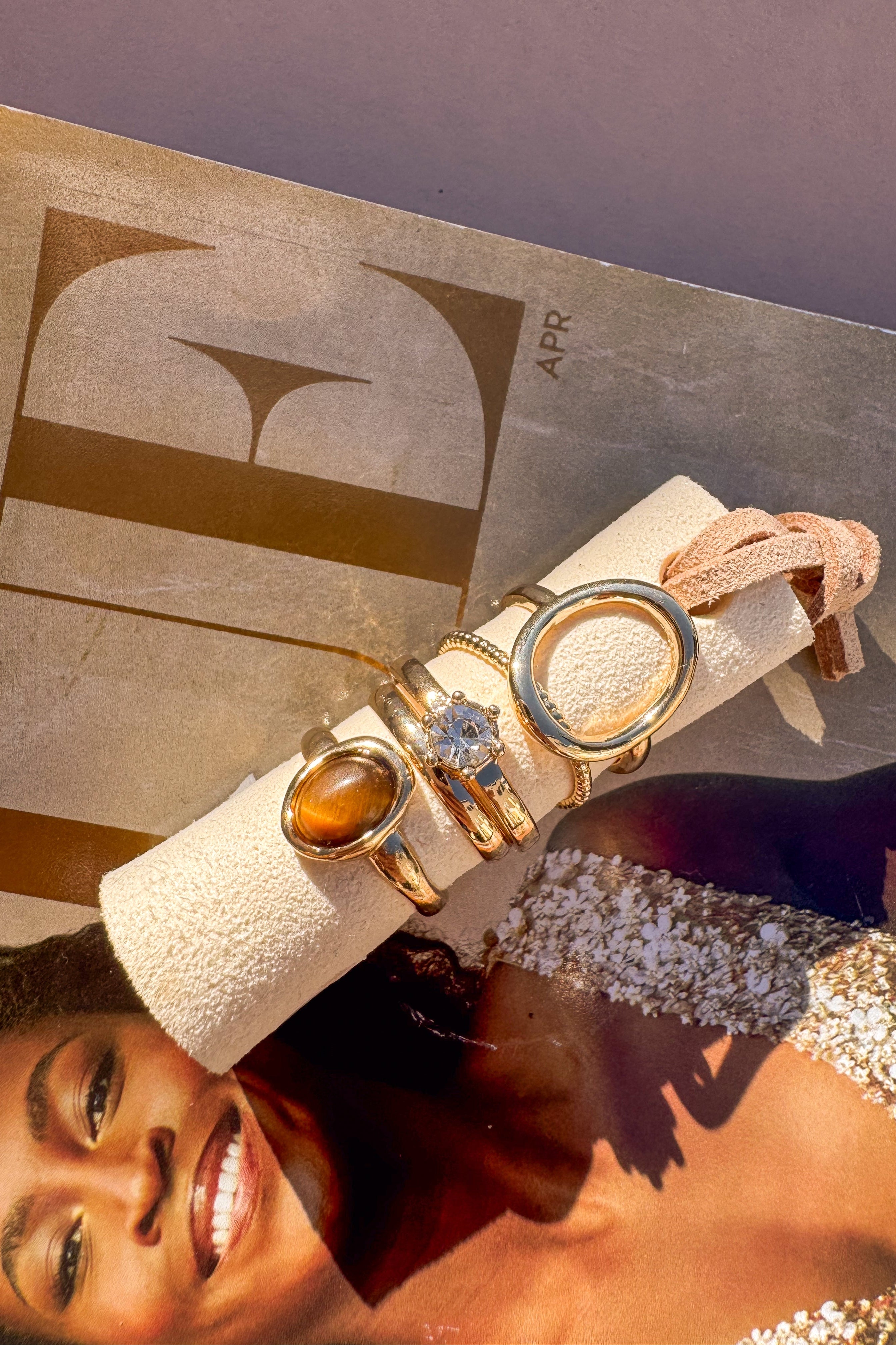 Brielle Gold & Brown Ring Set - Lizard Thicket