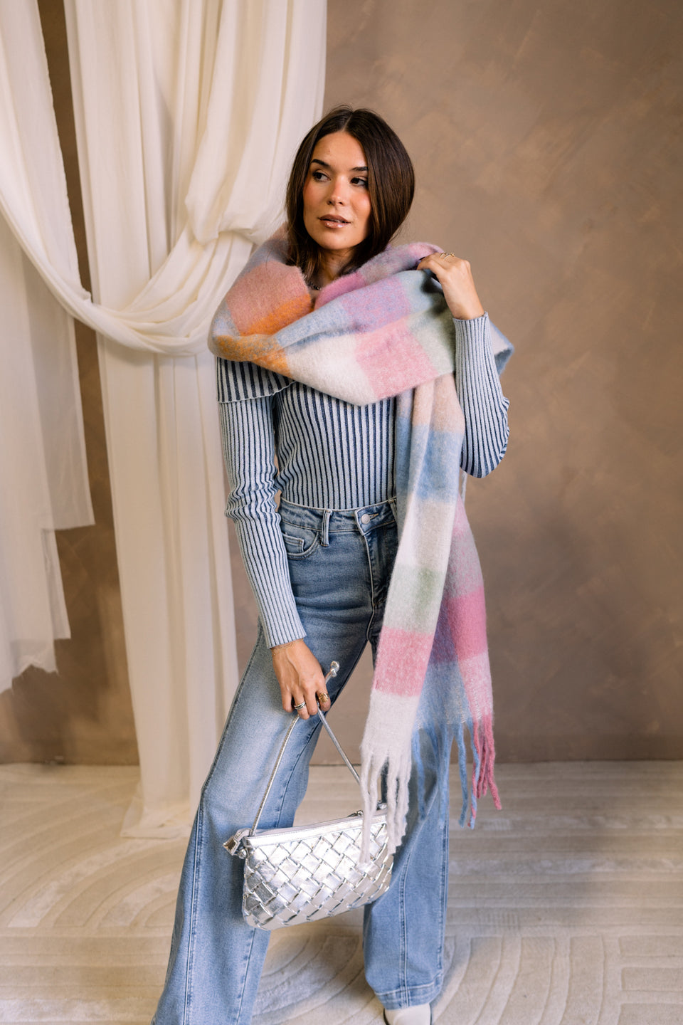 Maren Plaid Fringe Scarf - Lizard Thicket