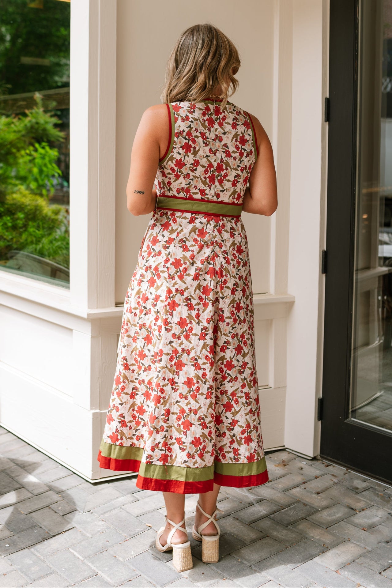 Valerie Olive & Rust Floral Midi Dress - Lizard Thicket