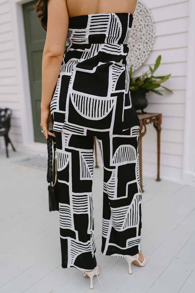 Lila Black & White Wide Leg Pants - Lizard Thicket
