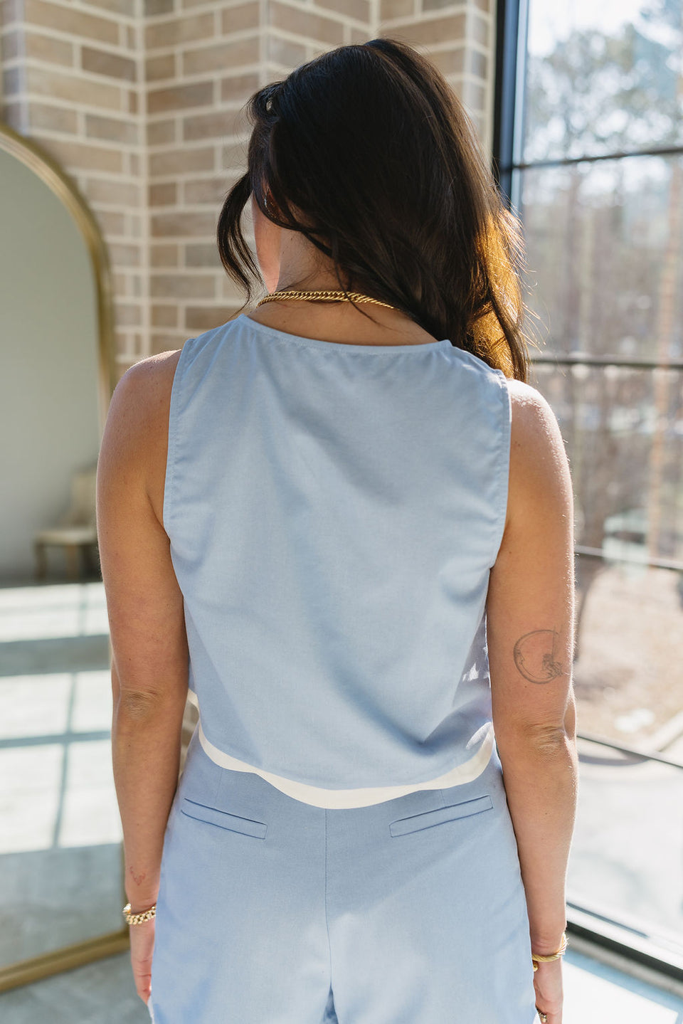 Alayah Light Blue & White Scallop Tank - Lizard Thicket