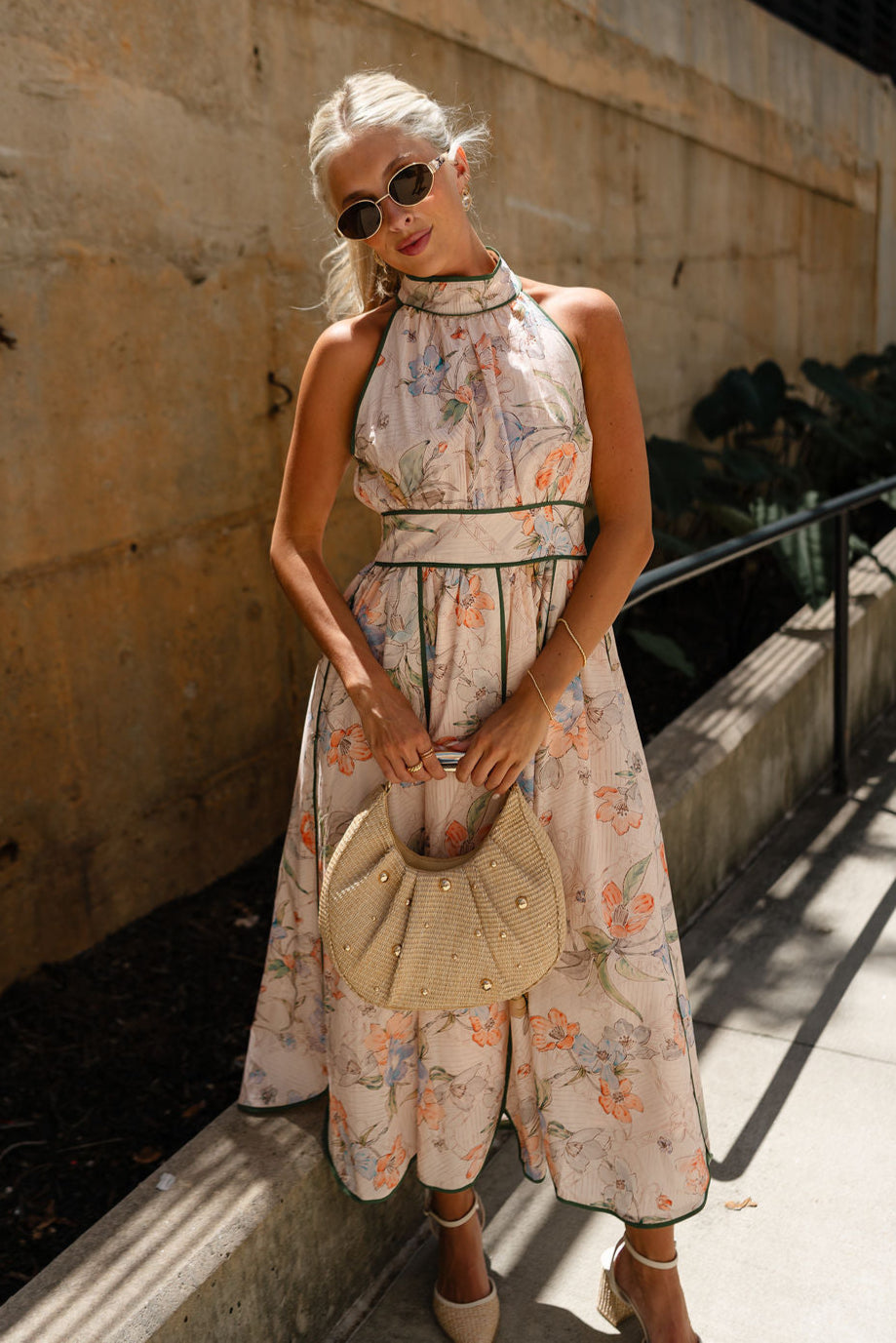 Willow Blush & Green Multi Floral Midi Dress - Lizard Thicket