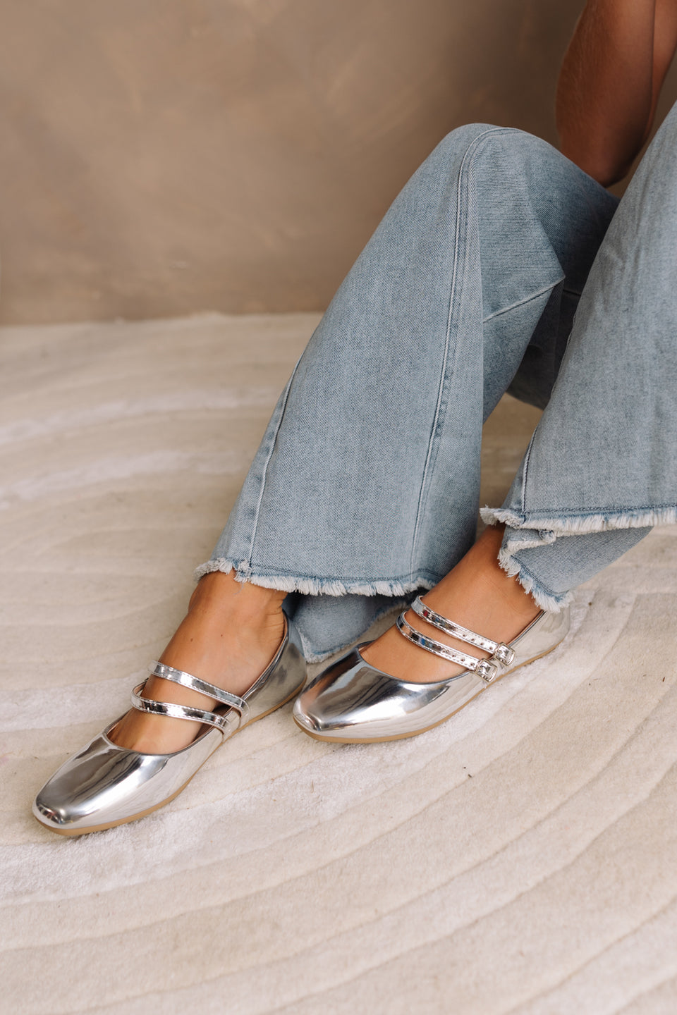 Polly Silver Ballet Flats - Lizard Thicket
