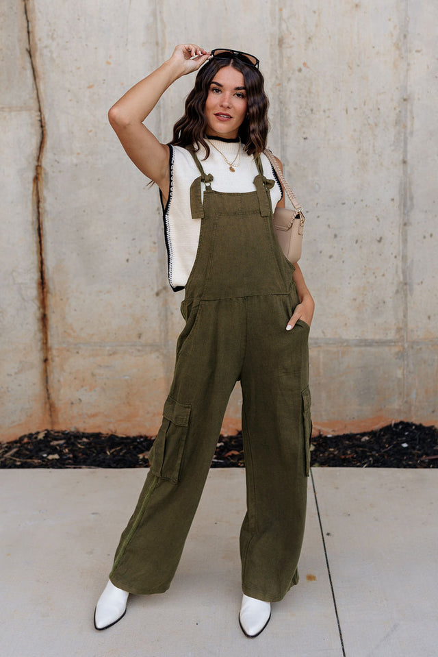Kimberly Olive Green Cargo Jumpsuit - Lizard Thicket