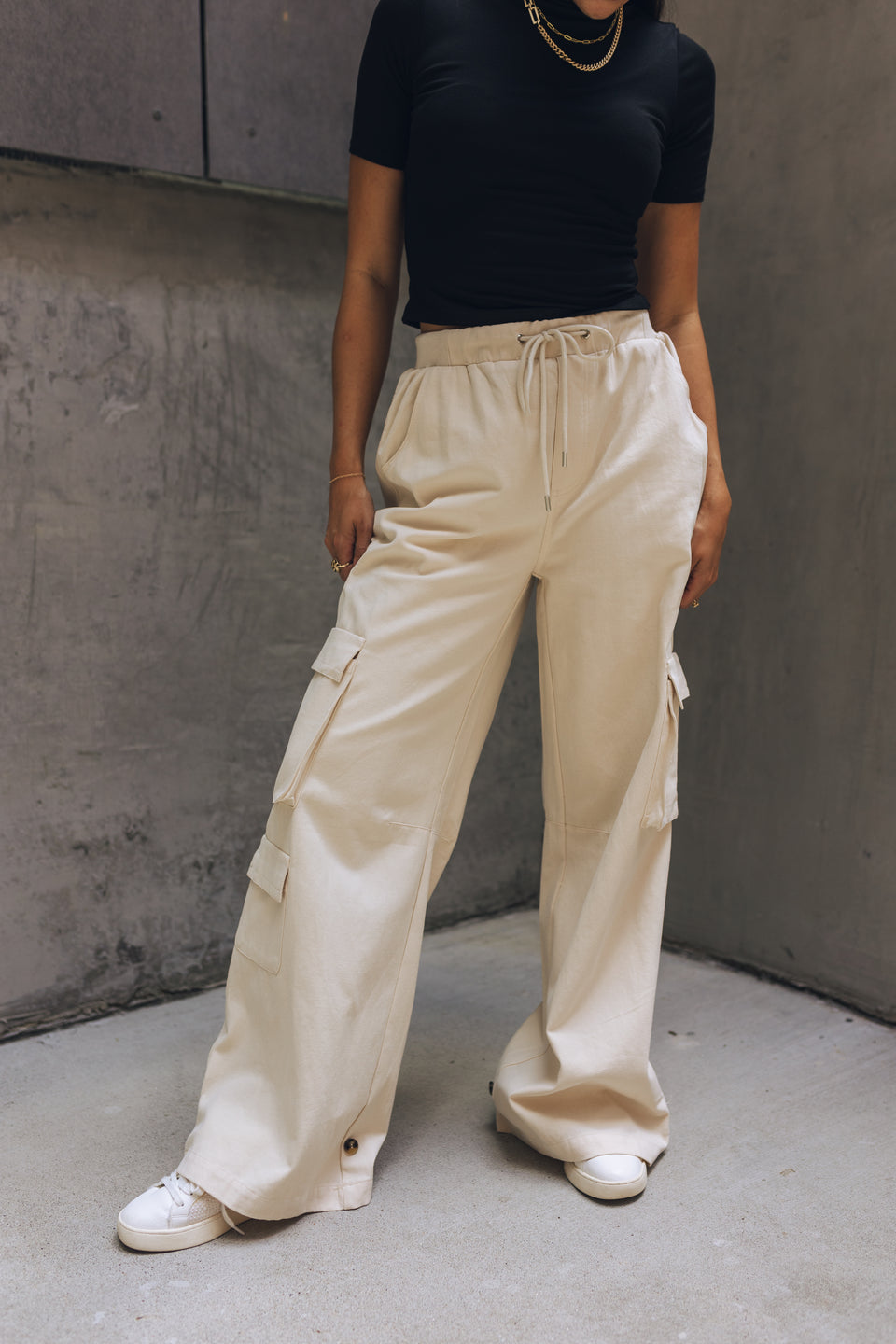 Brooke Beige Cargo Pants - Lizard Thicket