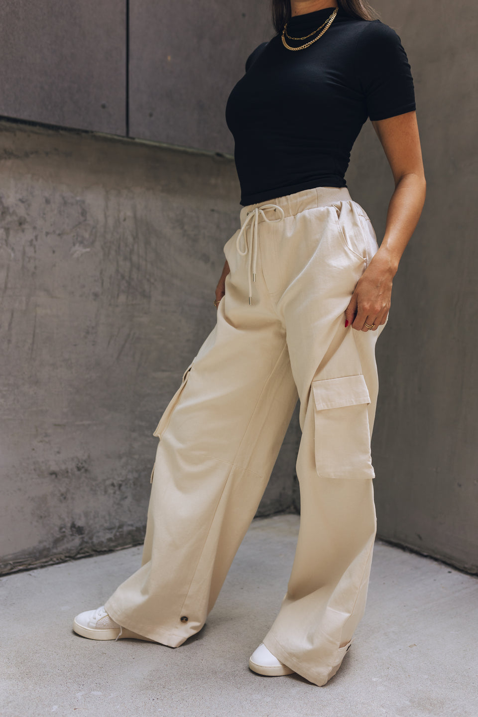 Brooke Beige Cargo Pants - Lizard Thicket